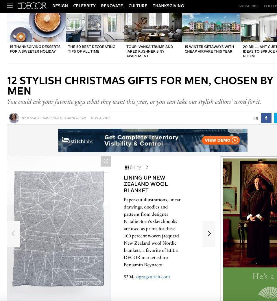 Elle Decor 12 Best Xmas Gifts - Lining Up Wool Blankets by Natalie Bor ...