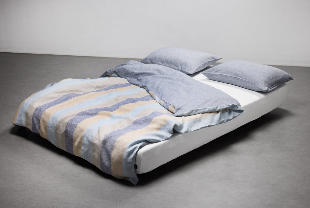 Linen Bedding Riviera Striped in Color Marine Blue - Yarn Dyed ...