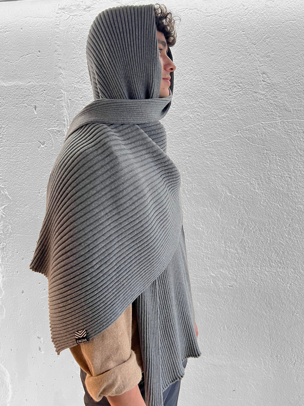 XL Pleated Merino Wool Scarves - col. Melange Grey – ZigZagZurich