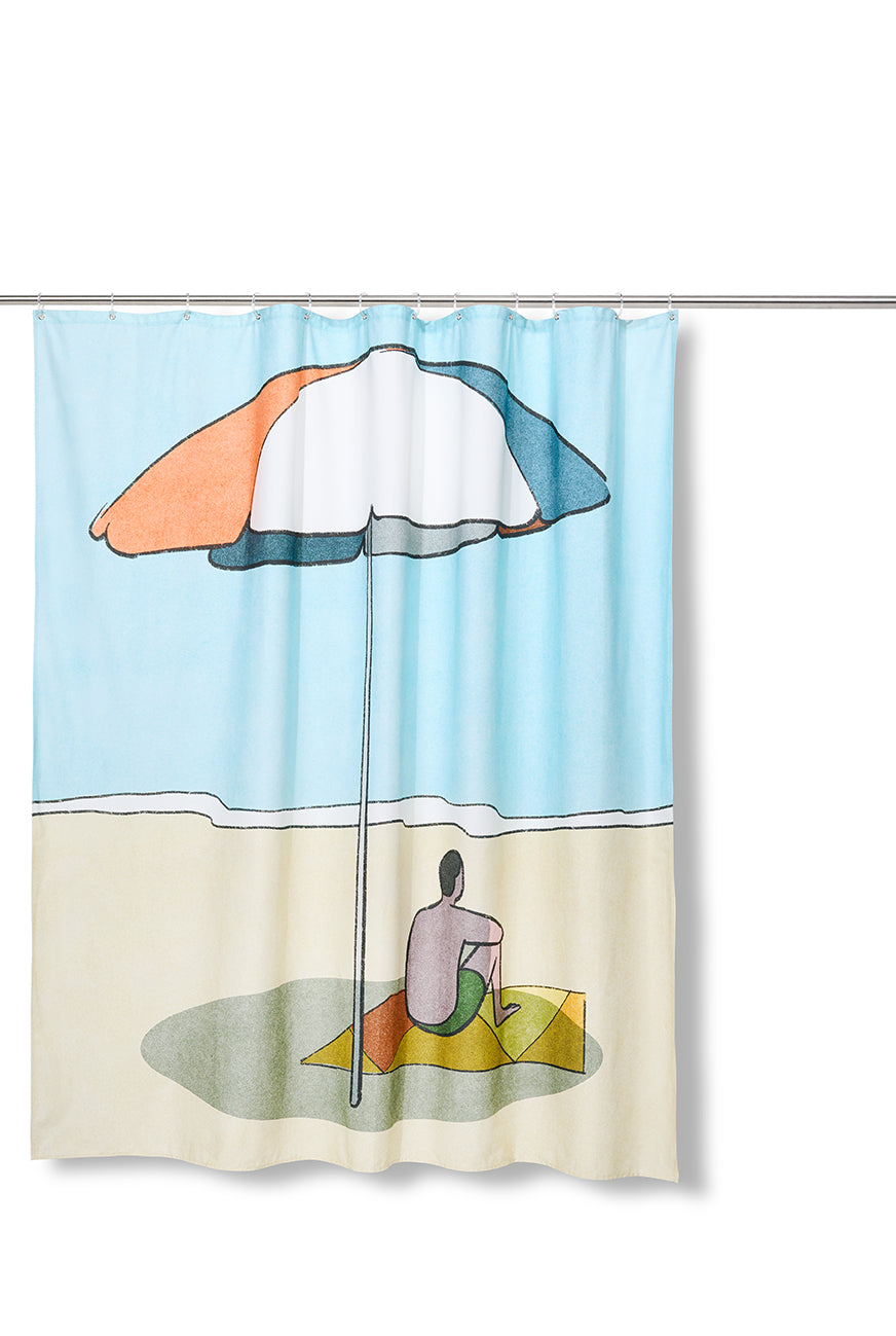 Rideau de douche en coton « Une journée à la plage » de Klaus Kremmerz ...